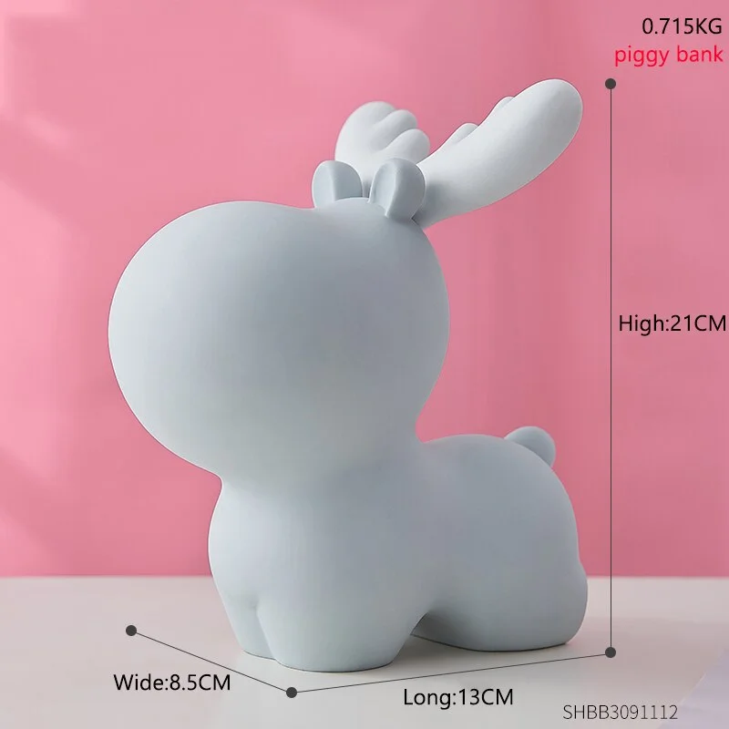 Lovely Resin Elk Piggy Bank Cash Box Coin Bank Funny Money Box For Kids ...