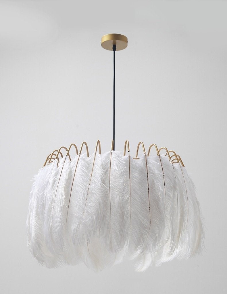 Feather Lamp Modern Nordic Fairy Feather Chandelier Lamp Loft Pendant ...