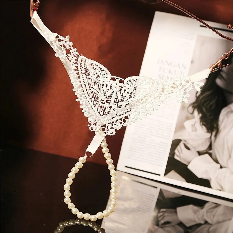 Billionm Women Sexy Pendant Thong Embroidery Pearl G String Adjustable Panties Low Waist ...