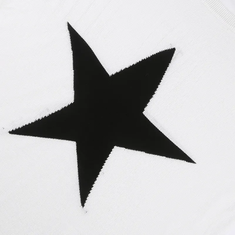 BLACK STAR RIPPED LONG SLEEVE KNIT SMOCK