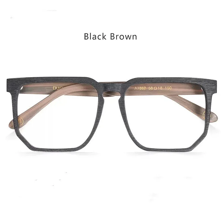 HDCRAFTER Men's Wood Oversized Eyeglasses Frame Wide Big Face 150mm ...