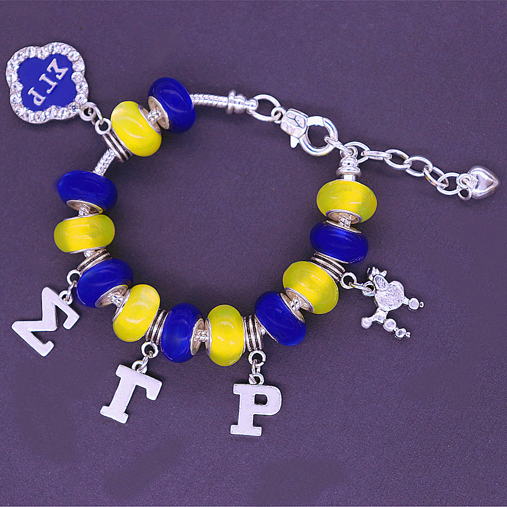 University Organization Jewelry Custom White Blue European Beads Greek ...