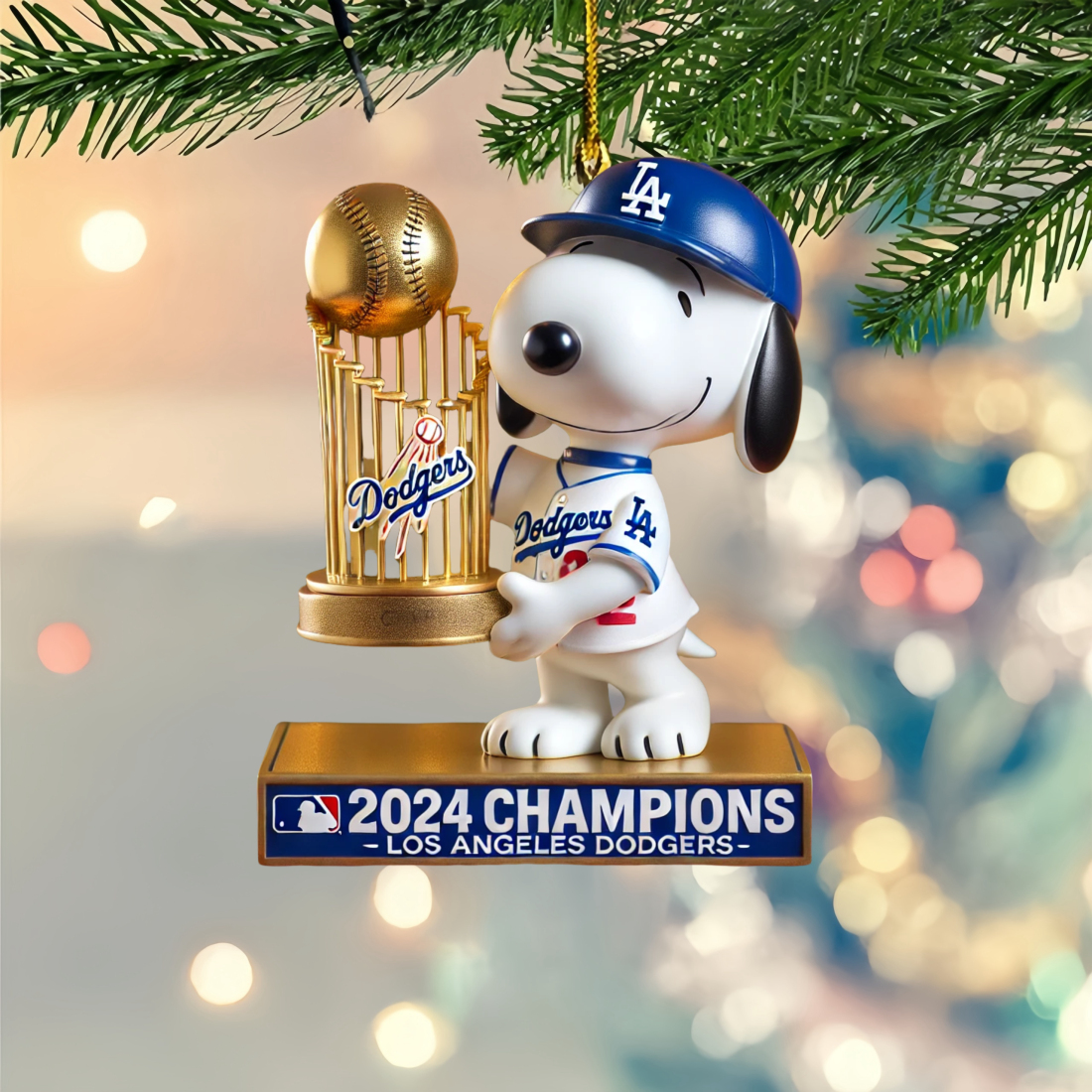 Dodgers & Peanuts World Series Champions 2024 Baseball Ornaments