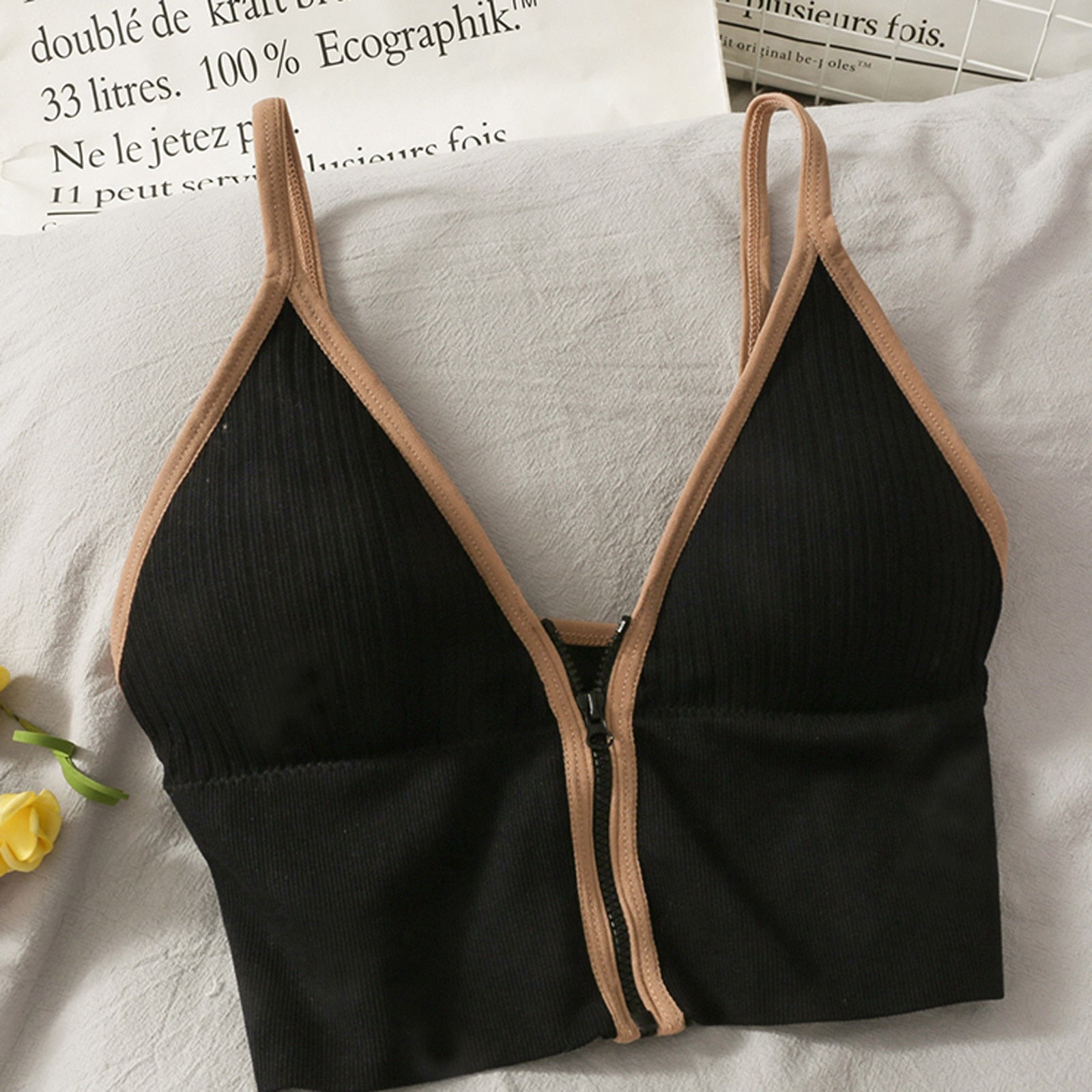 Women's Sexy Tube Tank Top Deep V Zipper Chest Wrapped Crop Tops ...