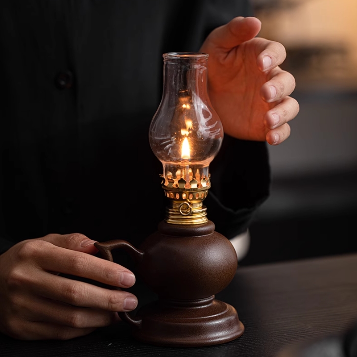 Windproof butter lamp Retro kerosene lamp Ceramic long-burning lamp ...