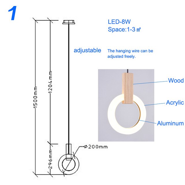 Ring Shaped Wooden Led Pendant Lights Bedroom Pendant Lamp Dining Room ...