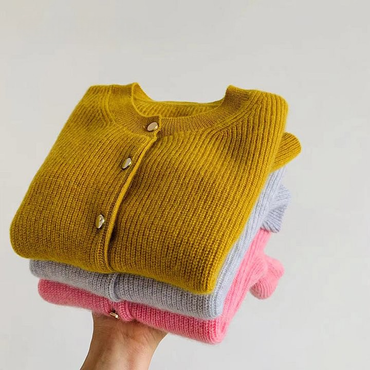 Ruffled Hem Kid's Cashmere Cardigan
