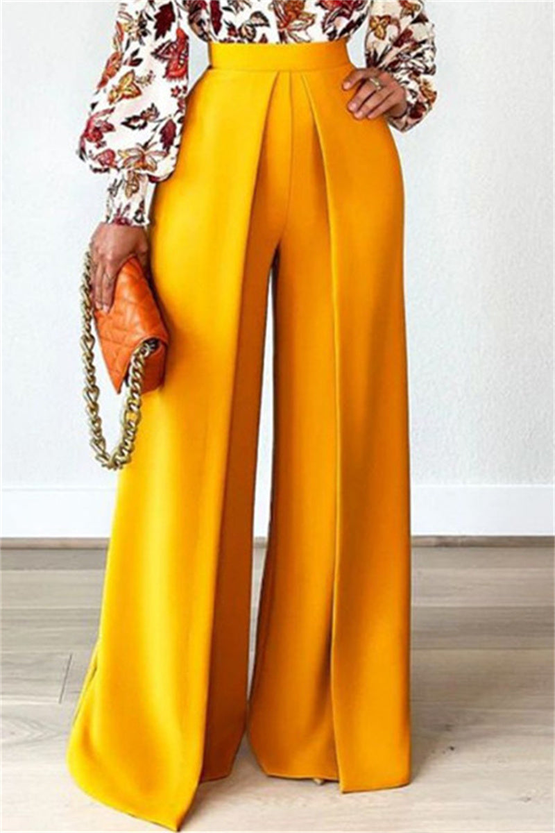 Casual Solid Patchwork Straight High Waist Straight Solid Color Bottoms