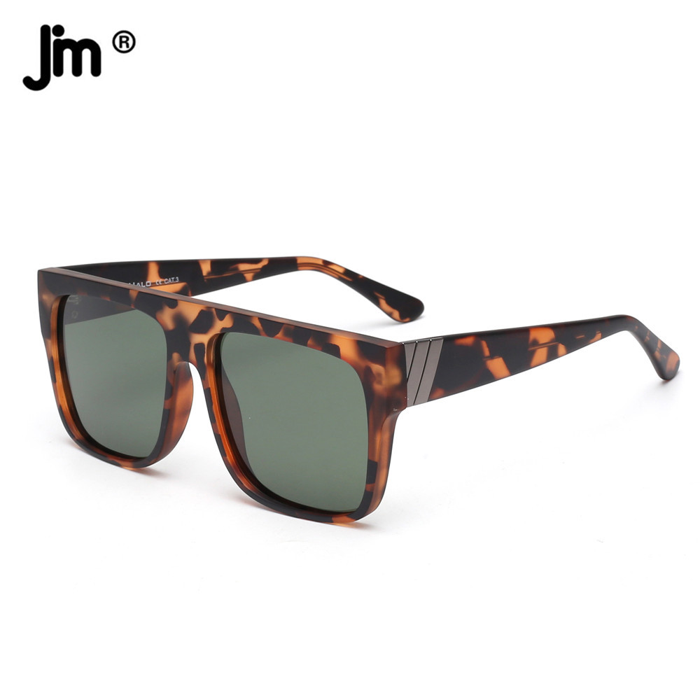 JM Acetate Frame Large Polarized Square Sunglasses Men Women Flat Top UV400