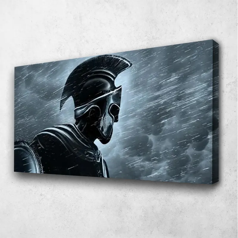 Spartan Warrior Rain Battle - Canvas Art