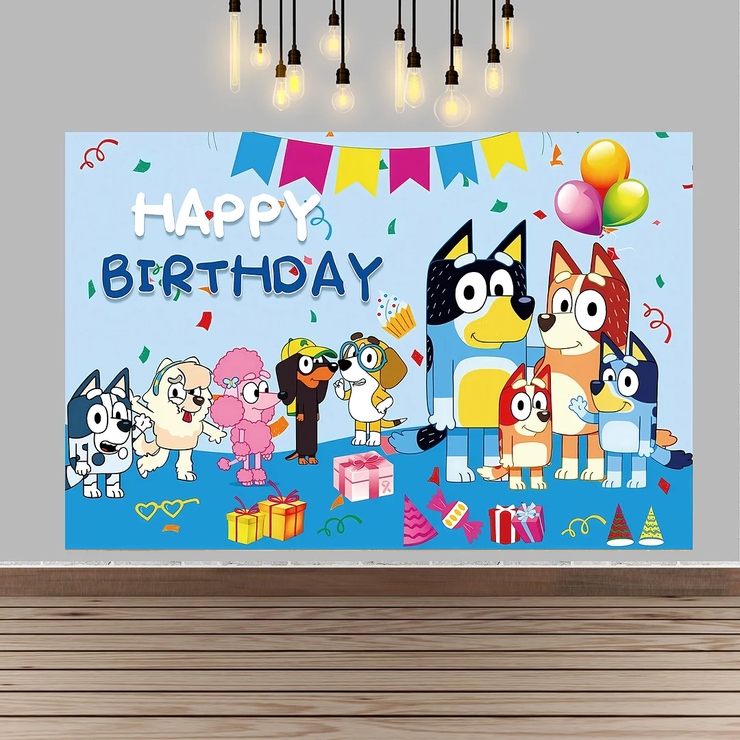 Custom-made Bluey Dog Vinyl Backdrop for Boy's Happy Birthday Party ...