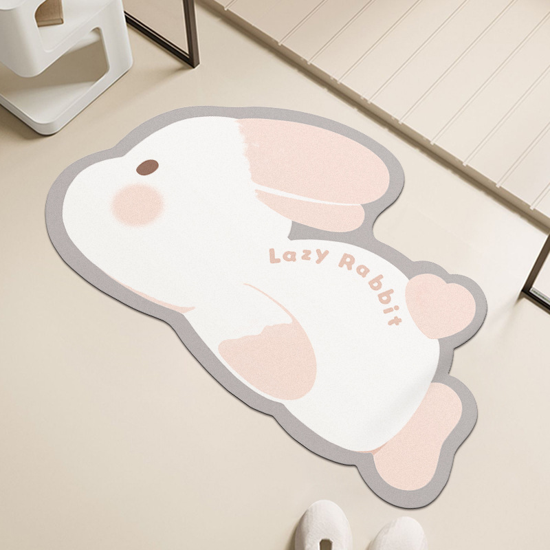 Nigikala Nigikala Cream Wind Little Rabbit Bathroom Mat Suction Water ...