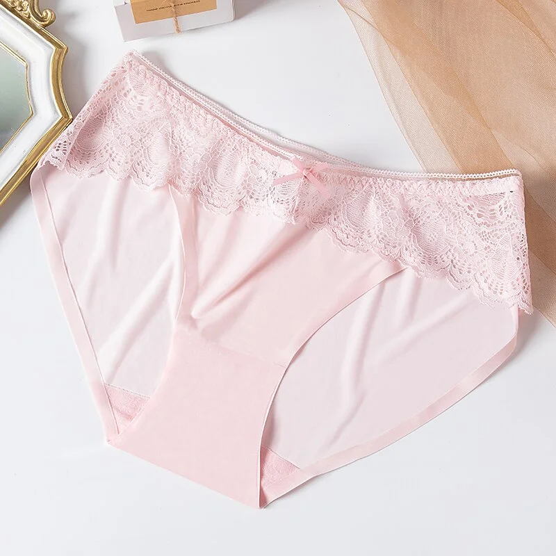 Uaang Underwear Sexy Women Panties Ice Slik Cute Bow Girls Briefs Sexy ...