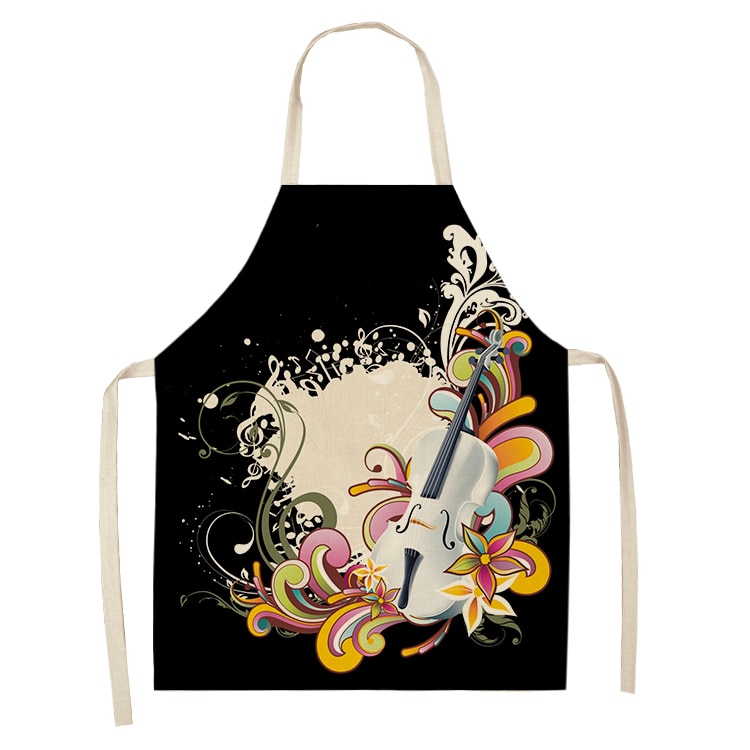 Linen Kitchen Apron - Musical Instrument