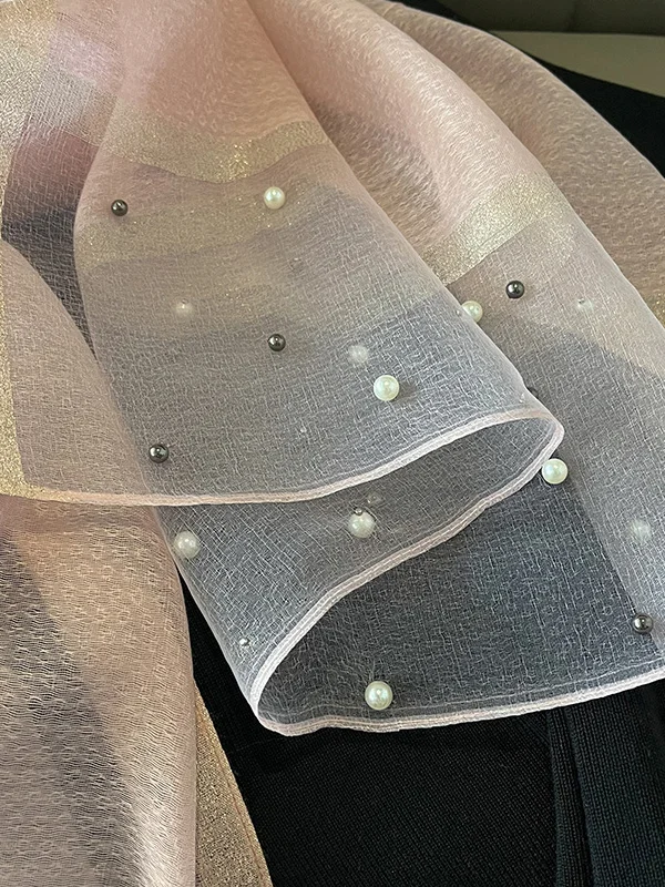 Sun-Protection Beaded Sheer Shawl & Scarf: Stylish UV Defense