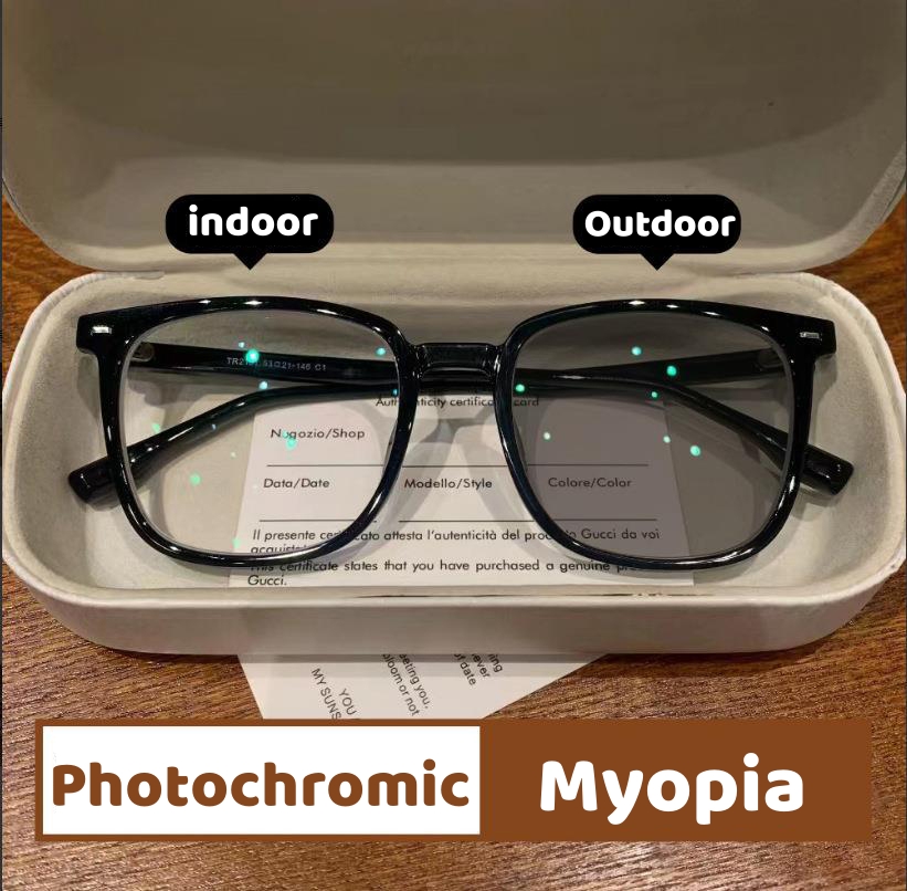 2024 Color-changing Myopia Glasses Square Frame Photochromic ...
