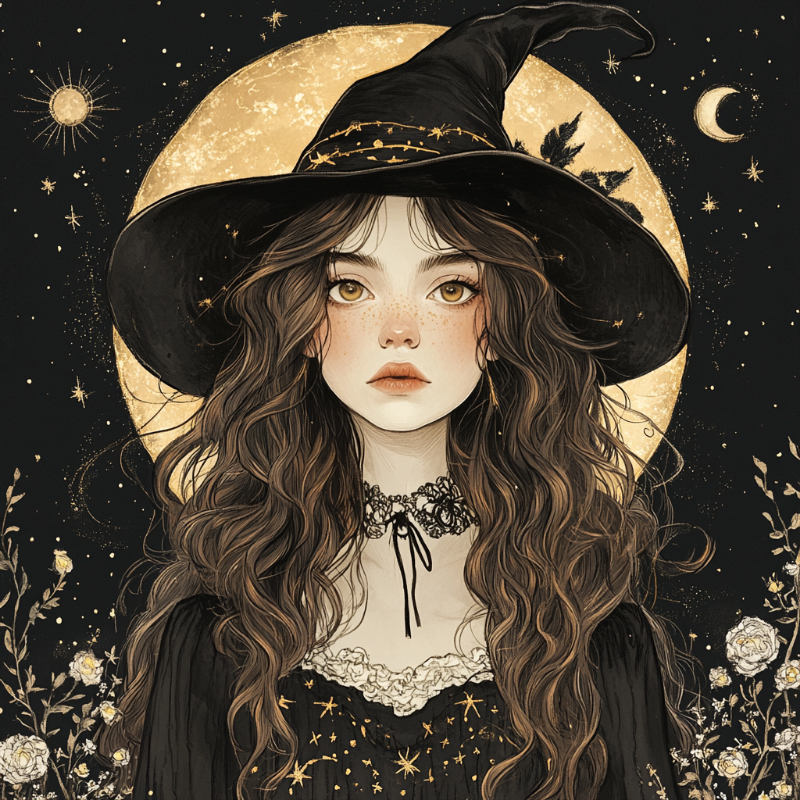 Witch Girl (velvet cloth) Fairy Dust Drills full round/square diamond ...