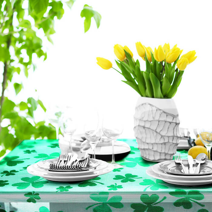 Shamrock Embroidery Table Cloth for St. Patrick's Day Decoration