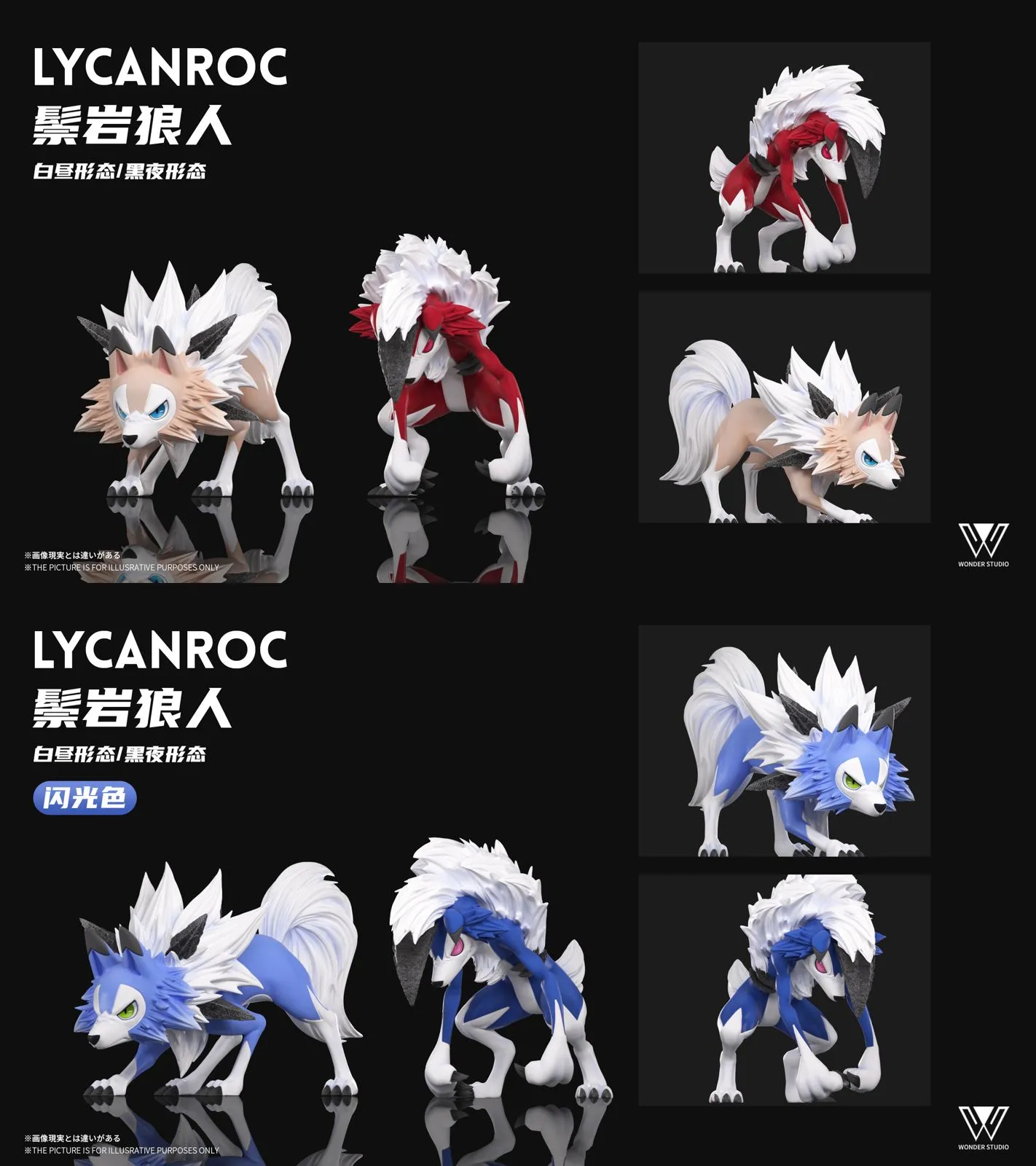1/20 Scale World Zukan Midday & Midnight Form Lycanroc - Pokemon Statue ...