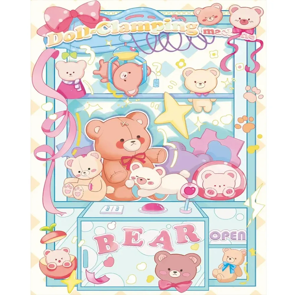 Cute Cartoon Bear Locker (canvas) full round or square drill diamond ...