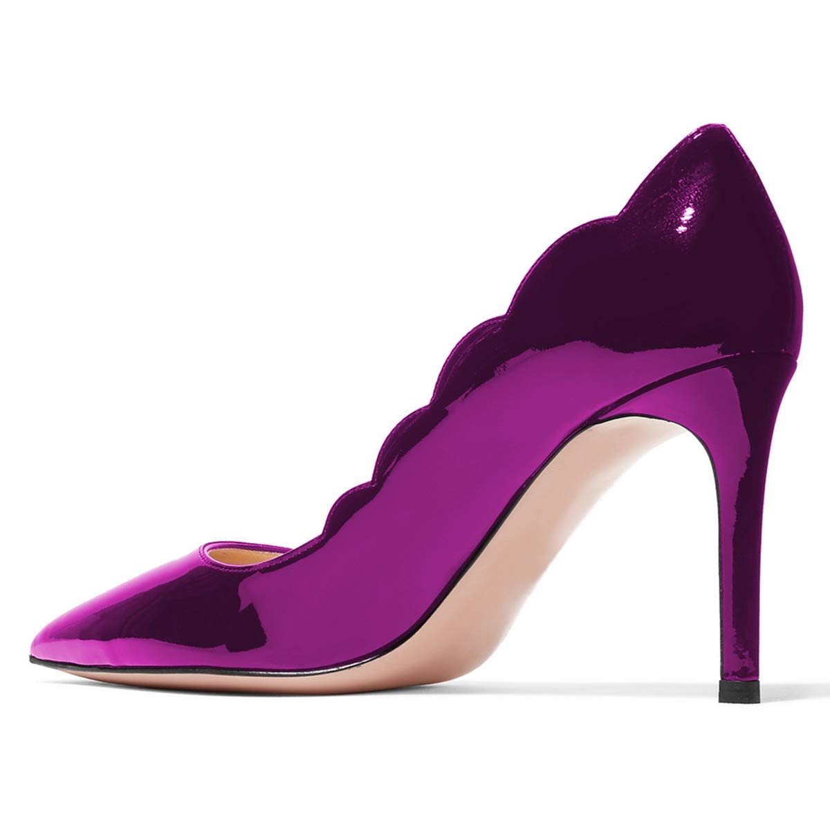 Purple Curvy Mirror Leather Stiletto Heel Pumps Vdcoo