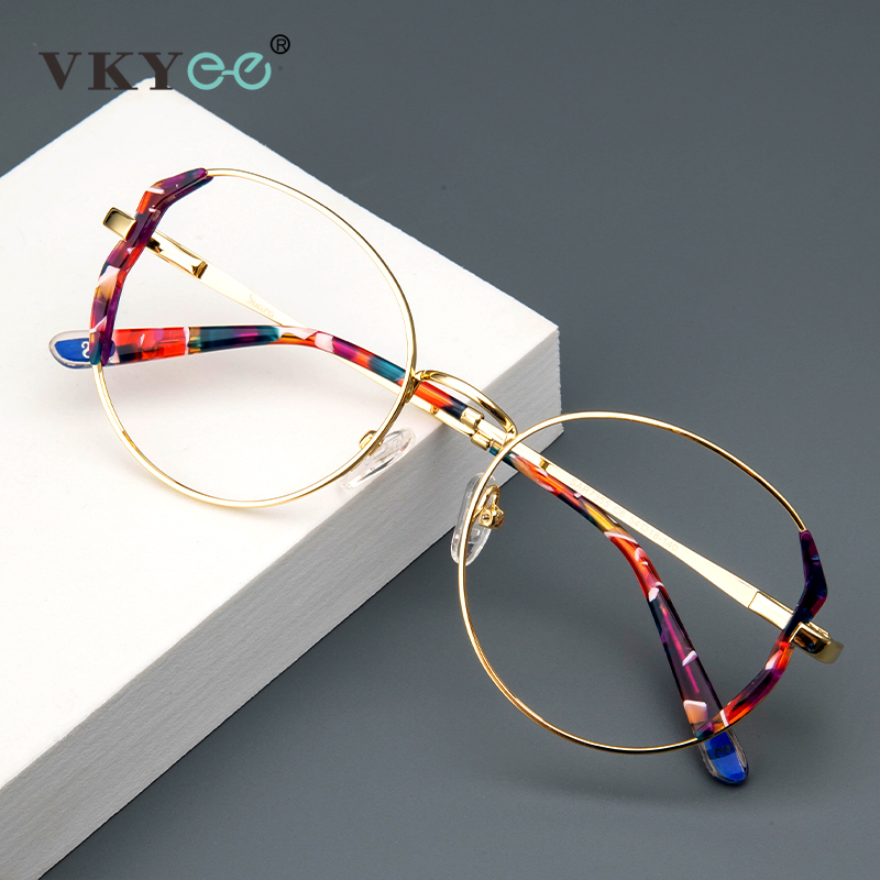 VICKY Lady Round Metal Acetate Women Reading Glasses Frame High Quality ...