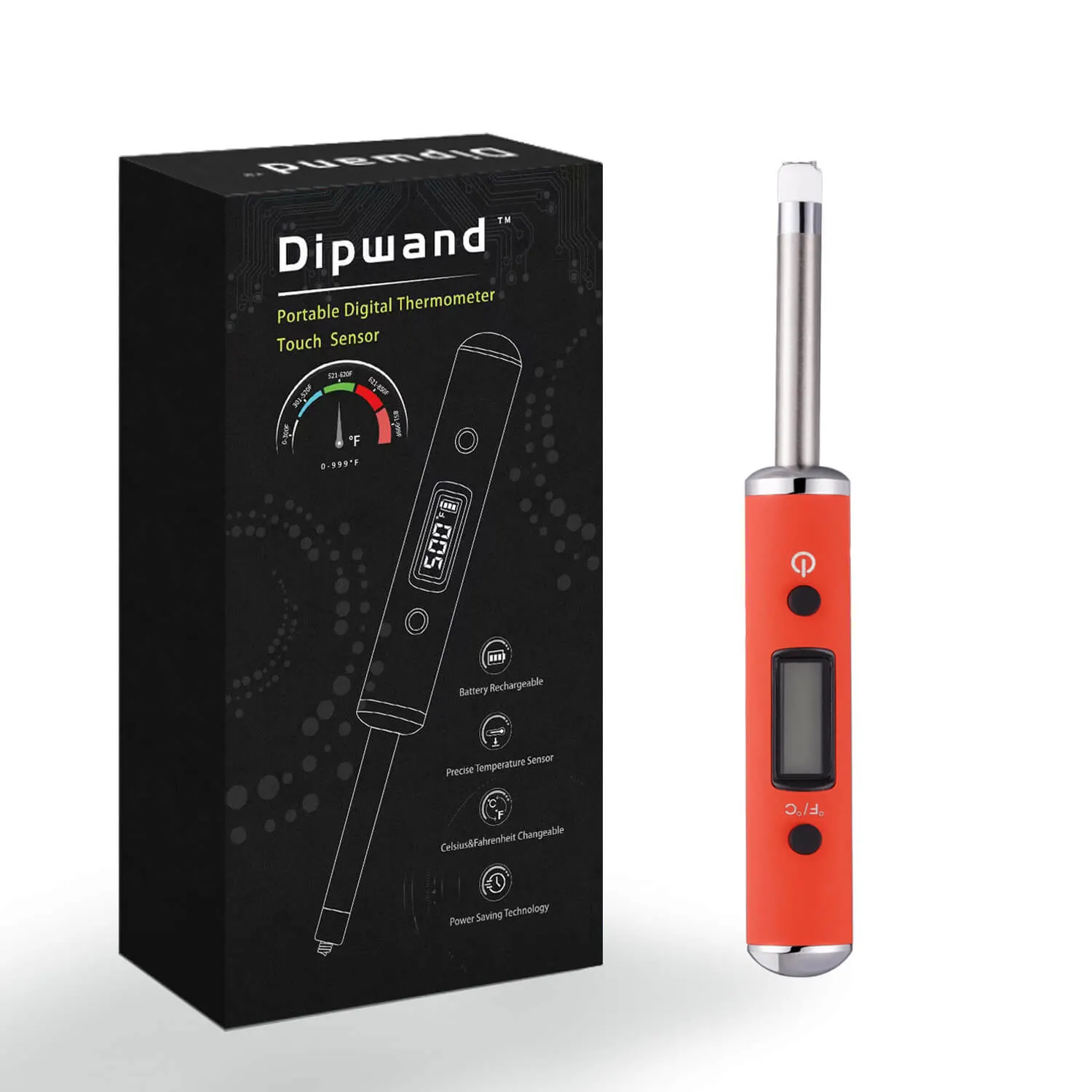 Dipwand™ Red Digital thermometer kits, with 2.1 inch Probe Sensor