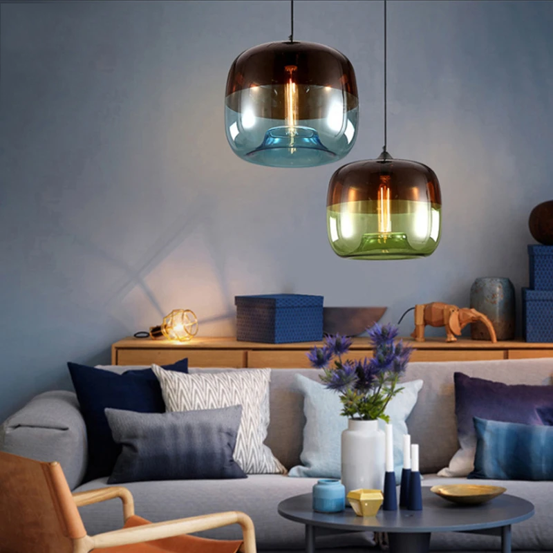 Modern Nordic Art Deco Colorful Hanging Glass Pendant Lamp Lights ...