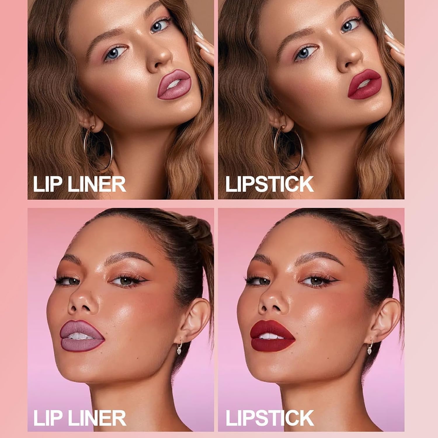 Matte lipstick and lip liner set, waterproof lipstick lip liner combo ...