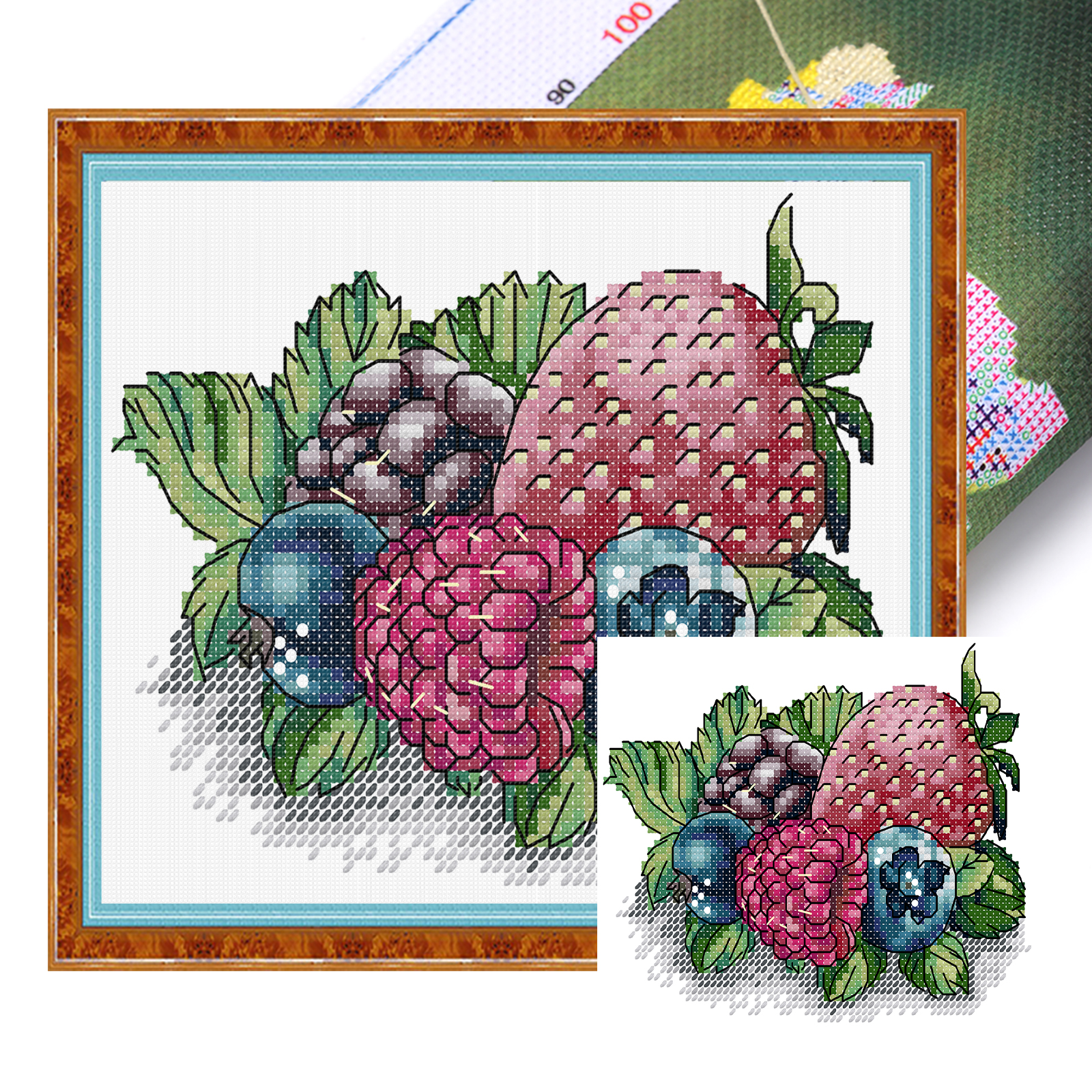 Joy Sunday -Berry Three- 14CT - 2 Strands Threads Printed cross stitch ...