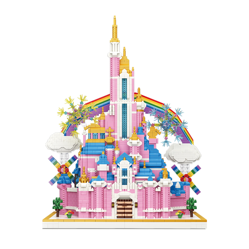 MOYU building blocks: pink fairy tale castle, full of fantasy fairy ...