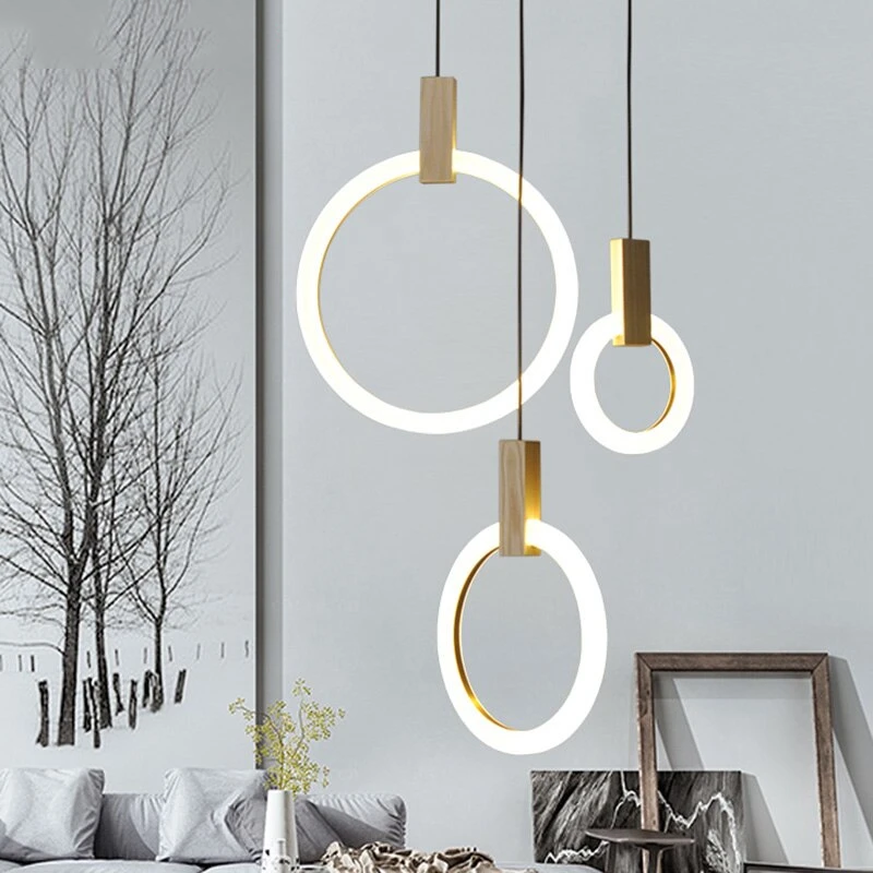 Ring Shaped Wooden Led Pendant Lights Bedroom Pendant Lamp Dining Room ...