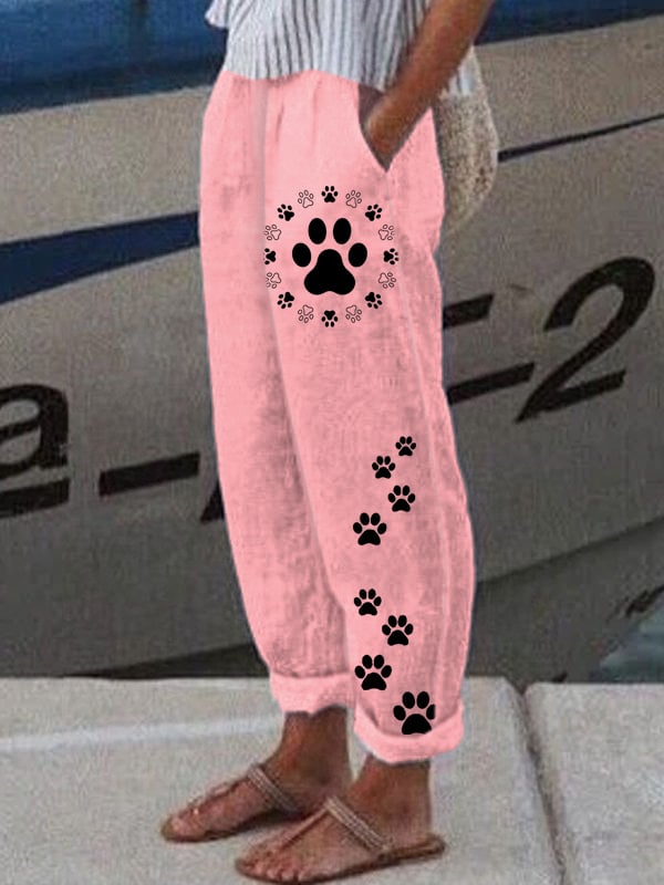 Women's Dog Paw Print Pants