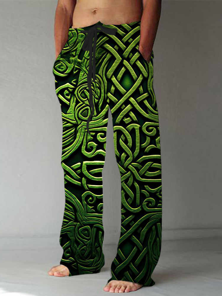 Comstylish Irish Celtic Knot Pattern Men's Casual Pants