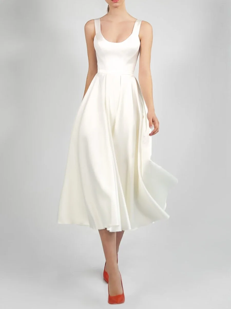 White simple A-line dress