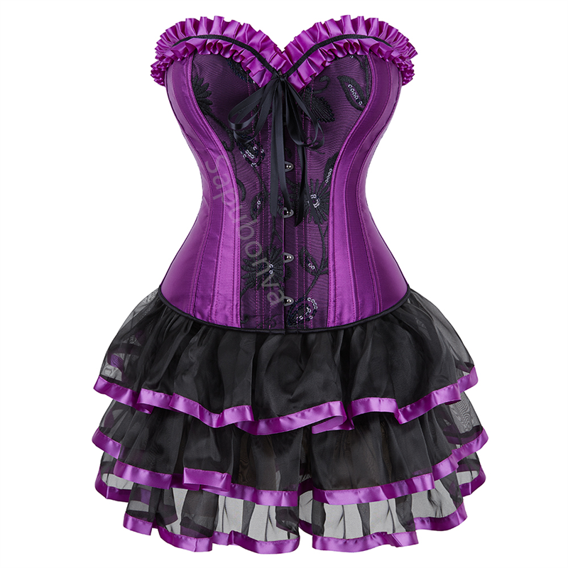 Uaang Corset Dress Sexy Corsets Overbust Bustier Tutu Skirt Party