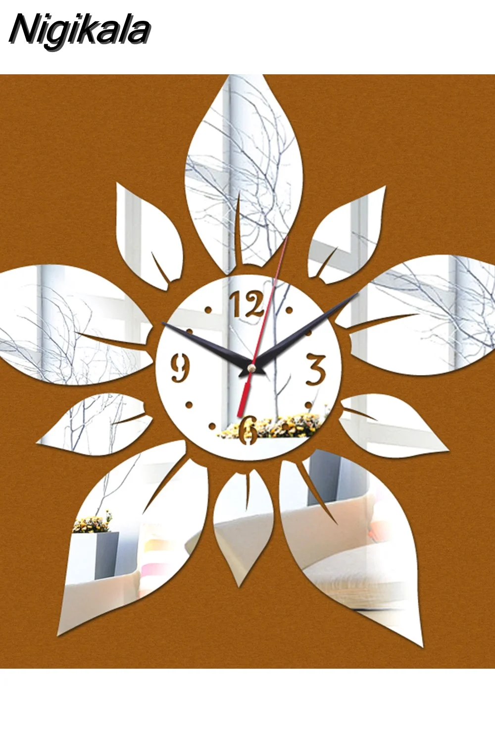 Nigikala Clocks Plum Acrylic 3D Stickers Diy Vintage Mirror Quartz ...