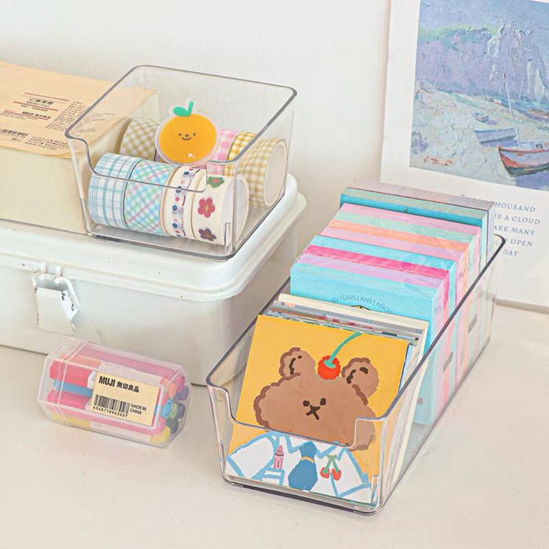 Nigikala Stationery Notes Transparent Storage Box Drawer Separate ...
