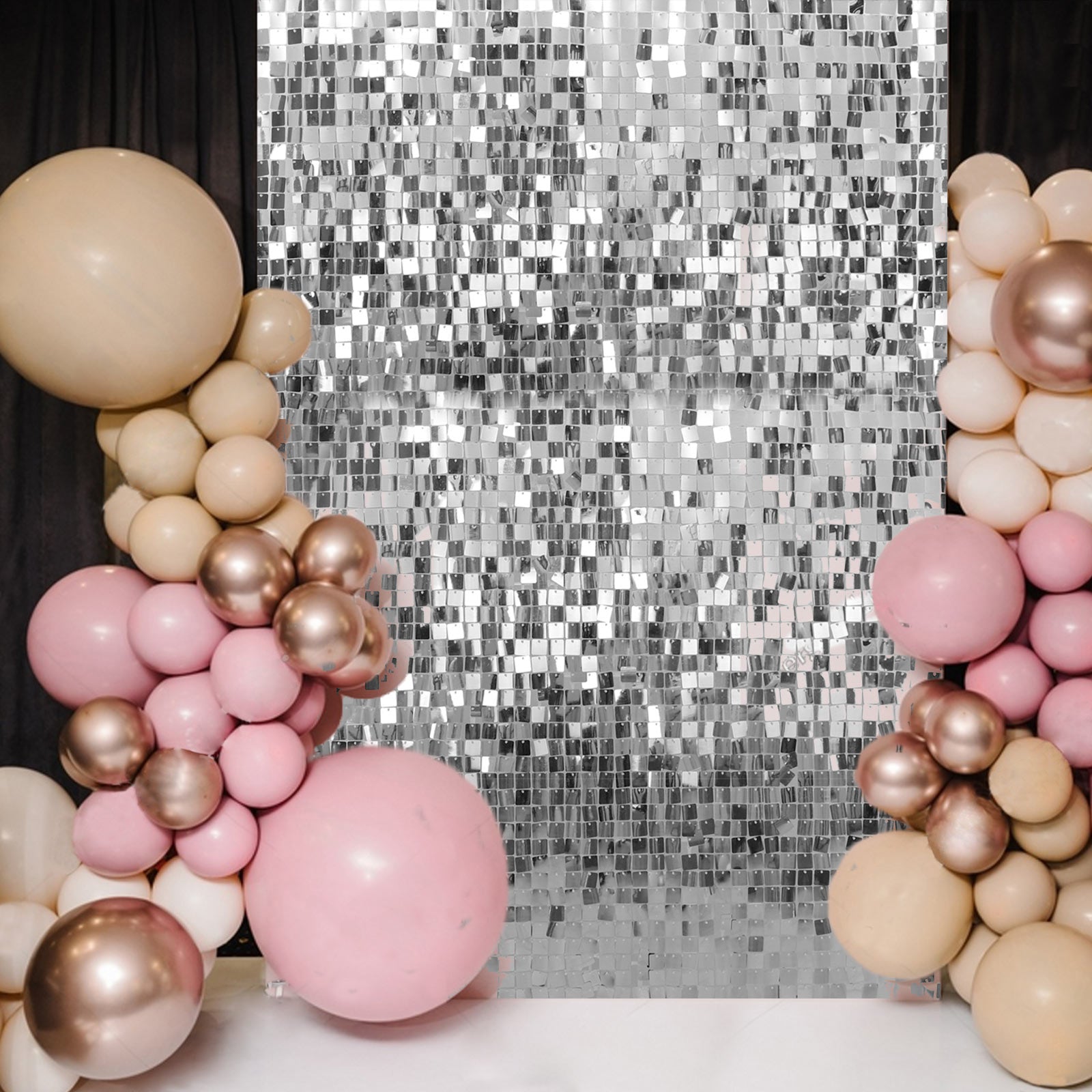 10sq.ft Ritzy Silver Square Sequin Shimmer Wall Photo Backdrop Panels ...