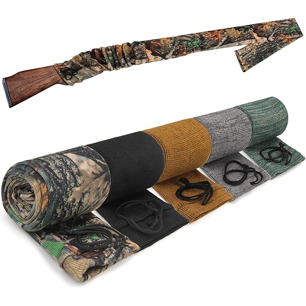 GUGULUZA 5Pcs Knit Silicone-Treated Gun Socks, Rifle Shotgun Storage Sleeve