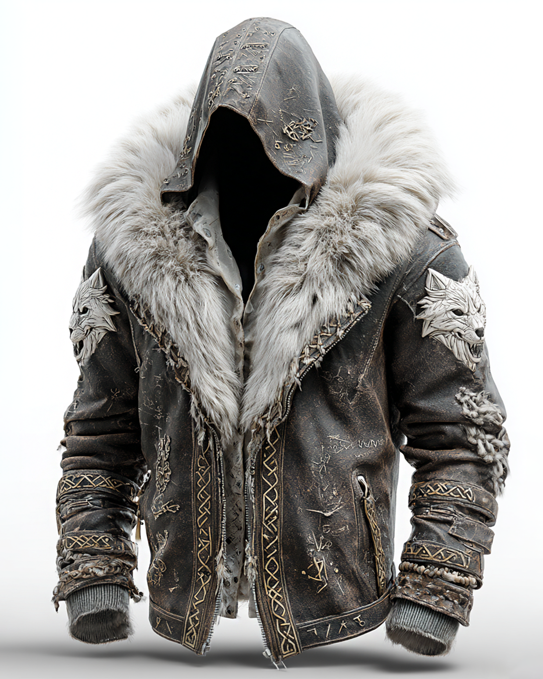 Men's Fall/Winter Viking-Themed Embroidered Fashion Thickened Warm ...