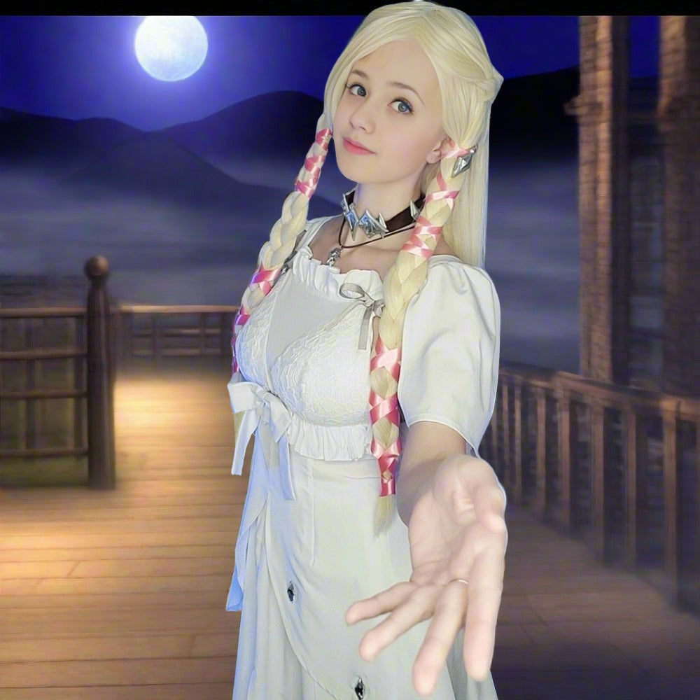 Women Minfilia Costume Game Ff14 Ryne White Dress Cosplay Party Outfit