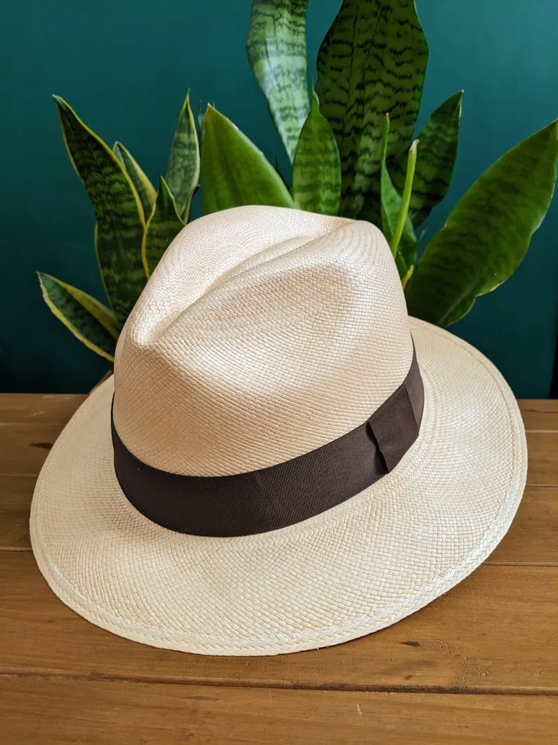 Genuine Ecuadorian Natural Panama Hat with Dark Brown Hat Band ...