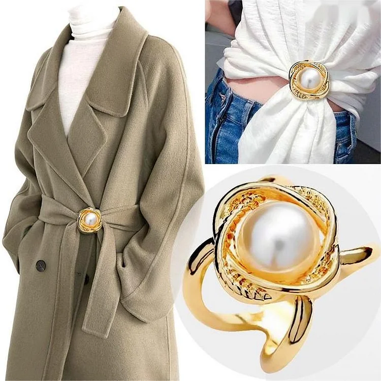 ️🌼women's elegant pearl floral scarf ring clip