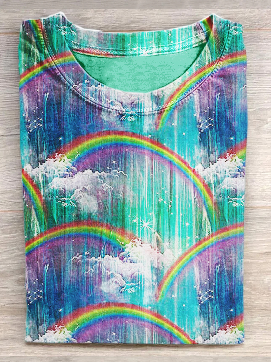 Art Abstract Rainbow Graphic Design Short Sleeve T-Shirt