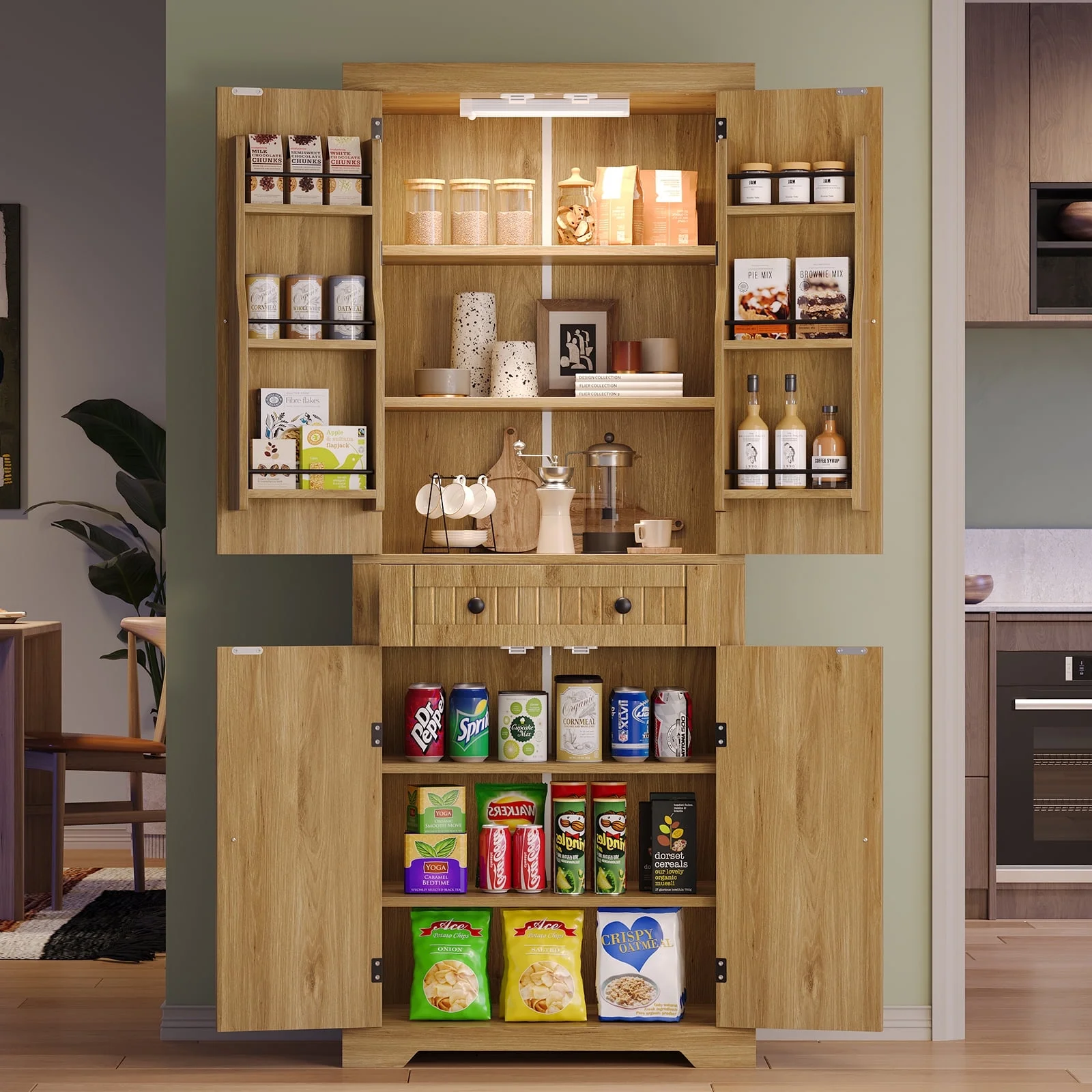 Bestier 72" Tall Kitchen Pantry Storage Cabinet with Doors and Shelves ...