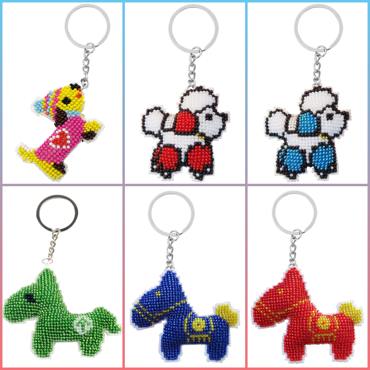 [Bead Embroidery] - DIY Cross Stitch Keychain Ornament Kit - Cartoon ...