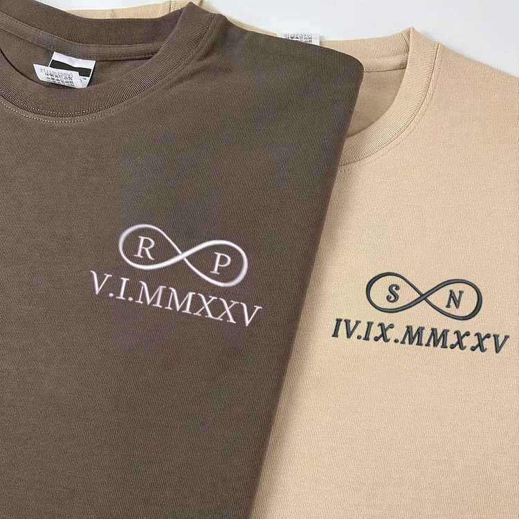 Custom Embroidered Infinity Sweatshirts for Couples Roman Numerals ...