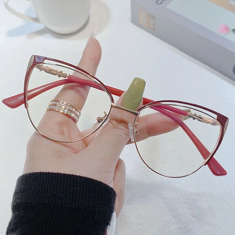 Brand Retro Lady Cat Eye Frame Eyeglasses Designer Oversized Anti Blue ...