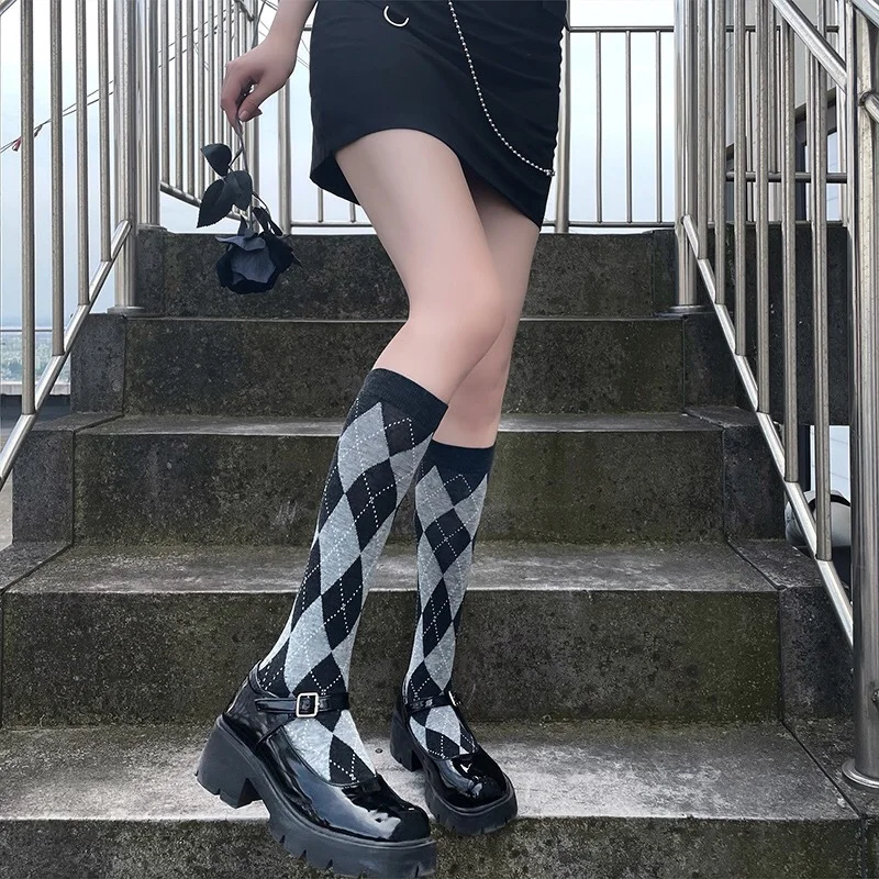 JAPANESE DIAMOND LATTICE JK CALF SOCKS